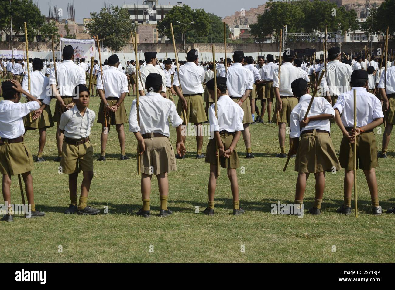 Volunteers standing annual function ground, jodhpur, rajasthan, india ...