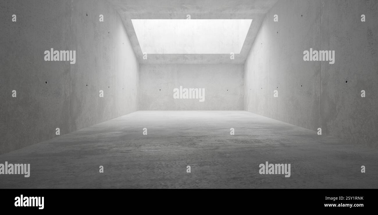 Abstract modern concrete room with angled rectangular light shaft ...