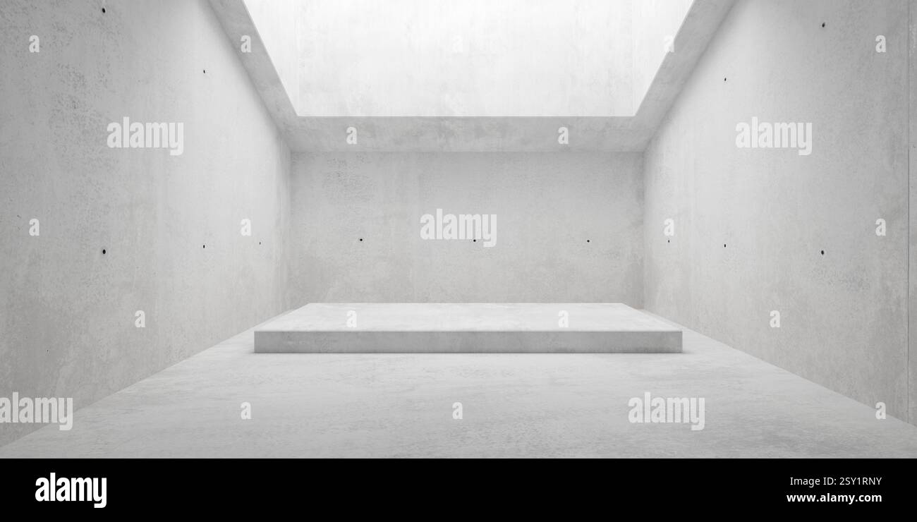 Abstract modern concrete room with angled light shaft opening ...