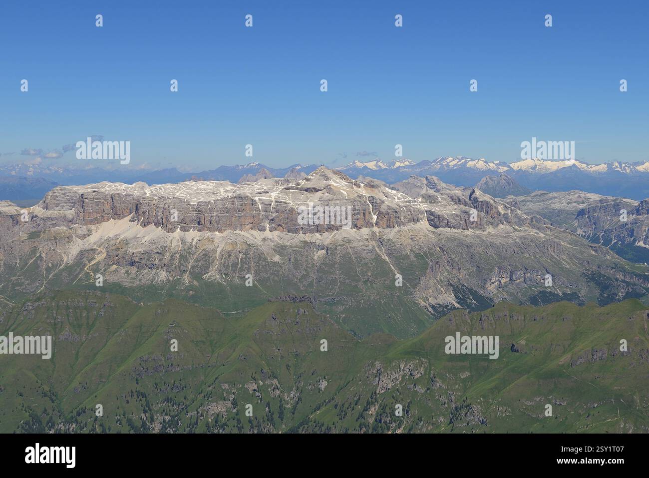 Panorama landscape of dolomite mountain Sella with summit Piz Boe ...