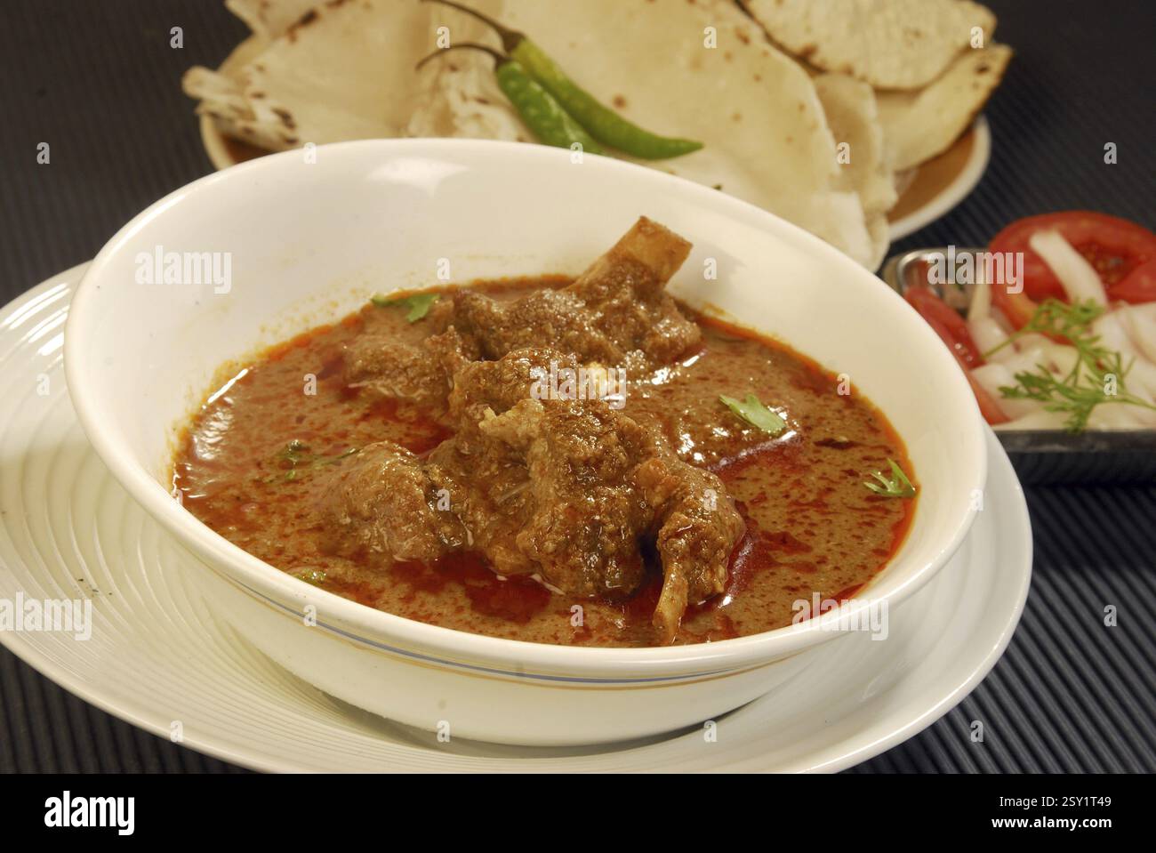 Non veg food Mutton and rotis Stock Photo - Alamy