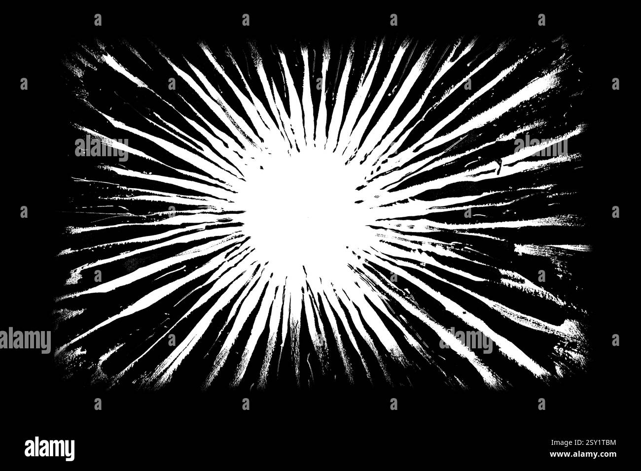Drawn background image made of outward expanding white lines on a black ...