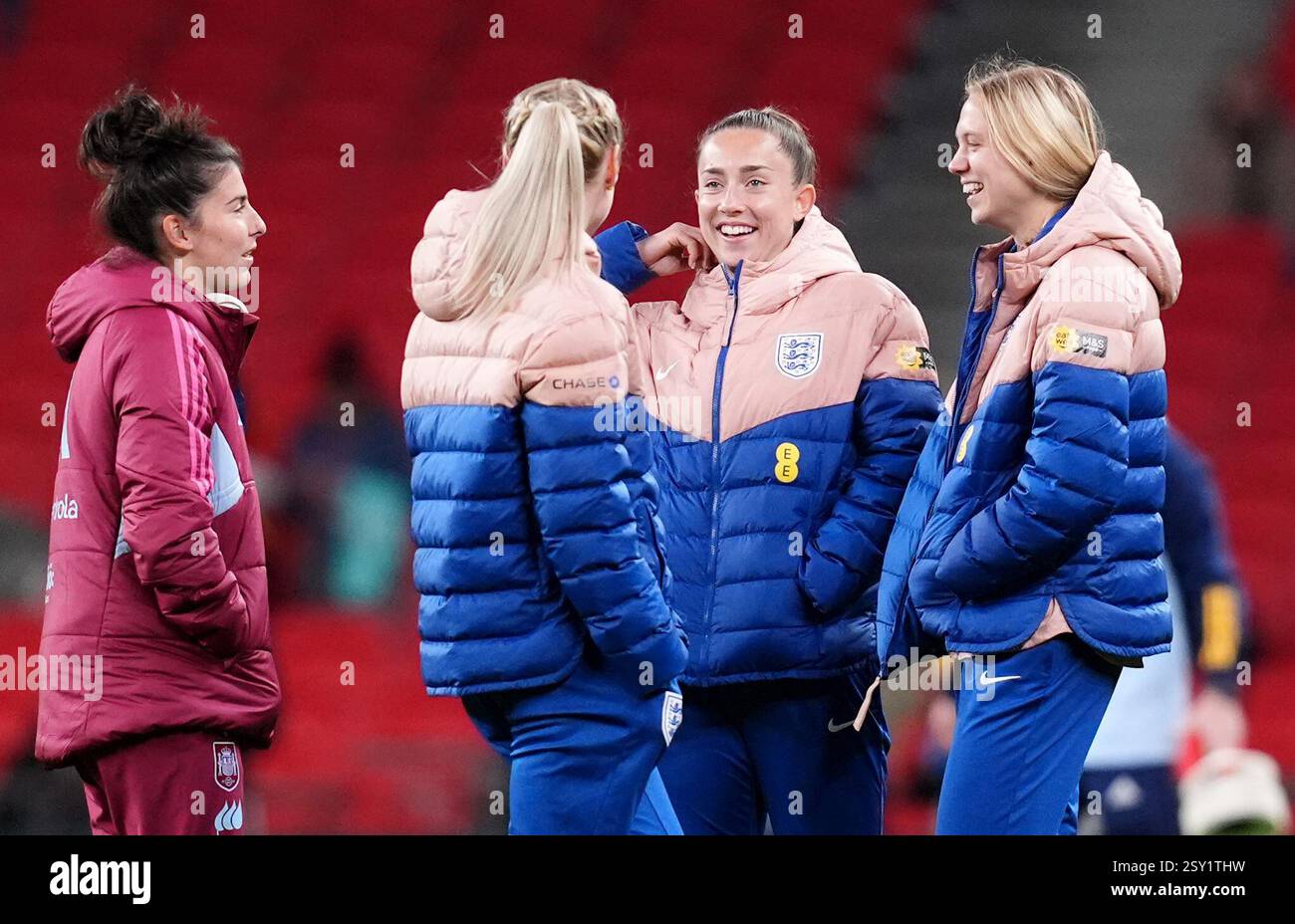 England's Maya Le Tissier (facing) and team-mates before the UEFA Women ...