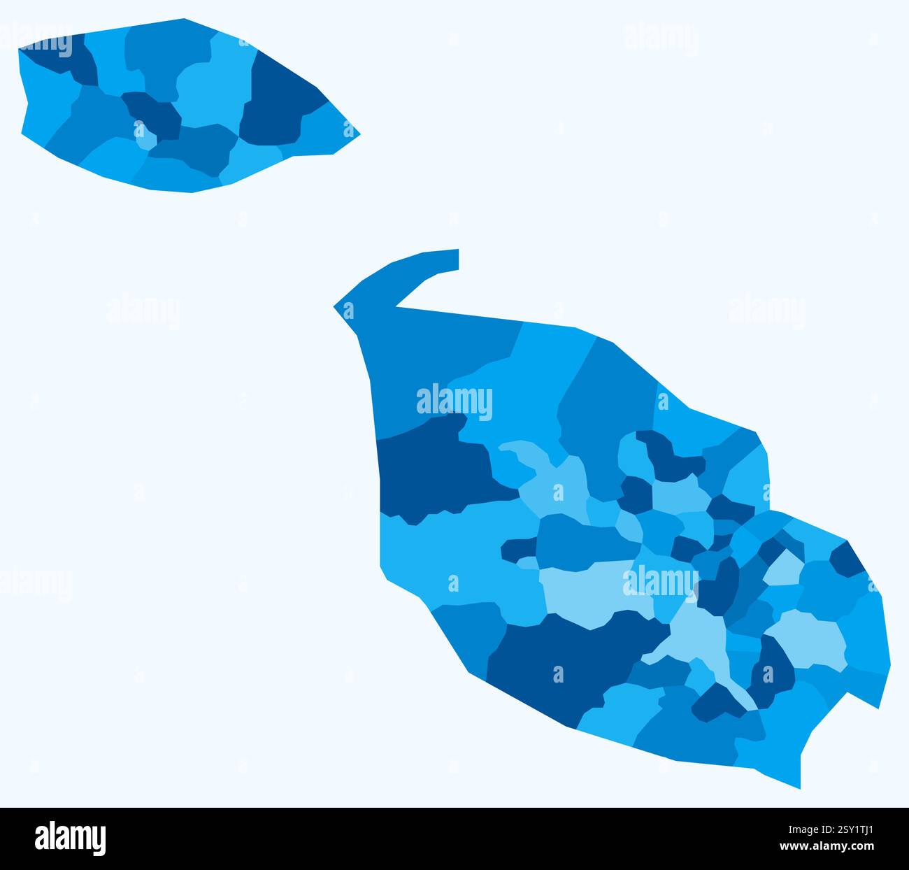 Map of Malta with regions. Just a simple country border map with region ...