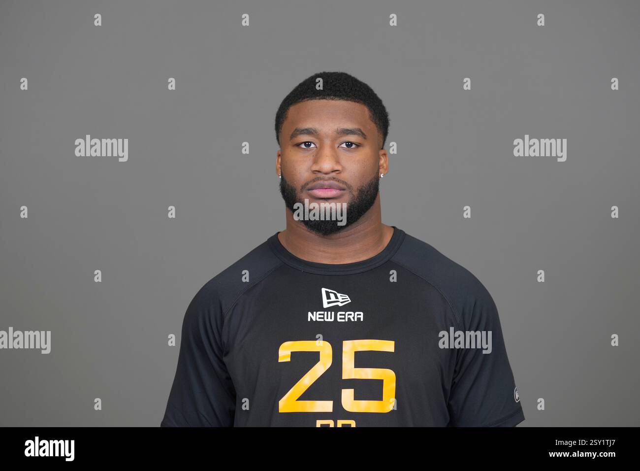Kansas running back Devin Neal (RB25) poses for a portrait at the NFL ...