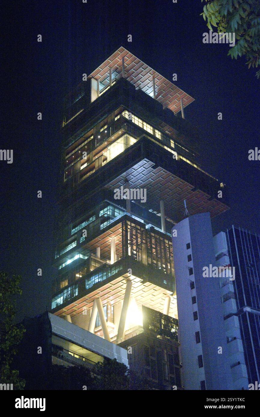Building of Mukesh Ambani home Antilia Mumbai Maharashtra India Asia ...