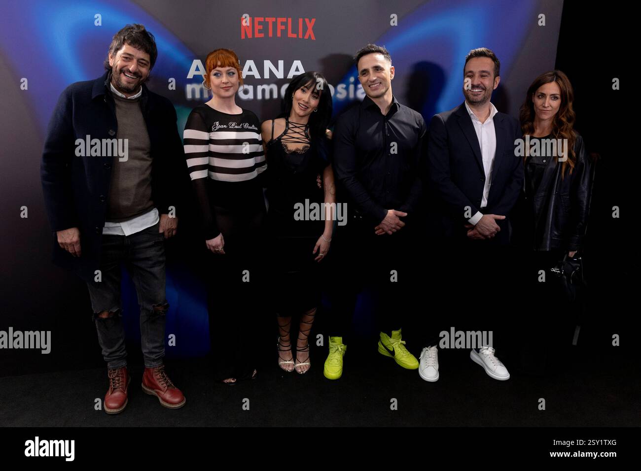 Chloé Wallace (2L) and singer Aitana (4R) attend the 'Aitana ...