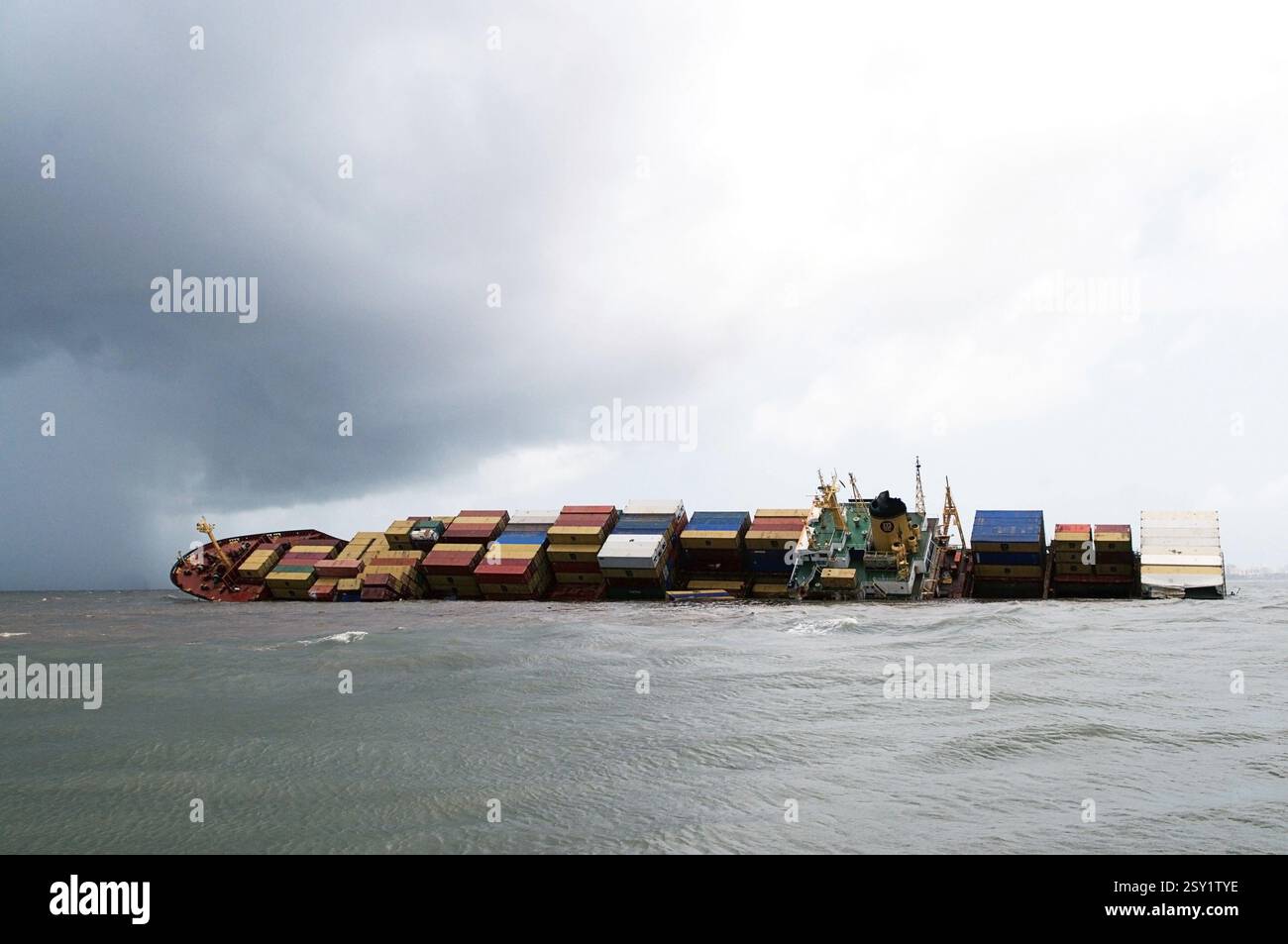 Container ship chitra tilted dangerously colliding in sea, Bombay ...