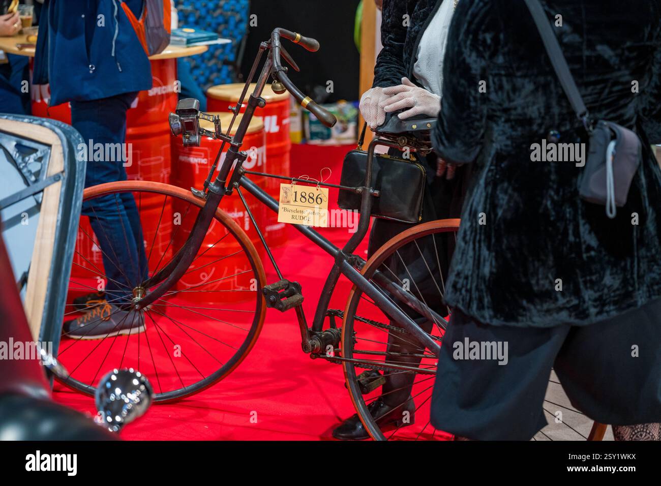 Vintage bicycle displayed at an exhibition showcasing 19th century ...