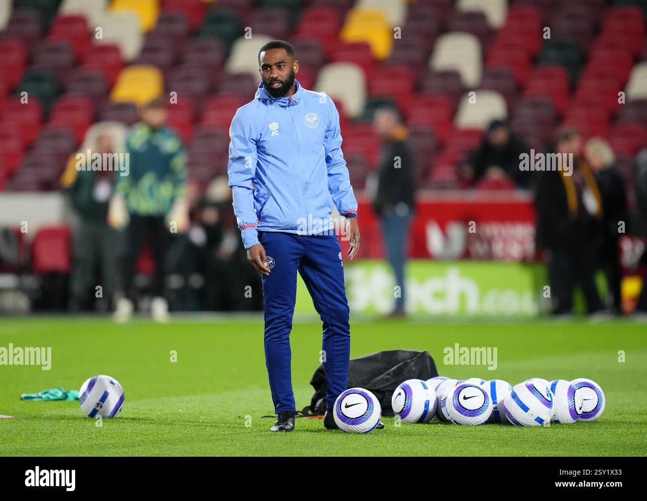 Brentford first team assistant coach Justin Cochrane ahead of during ...