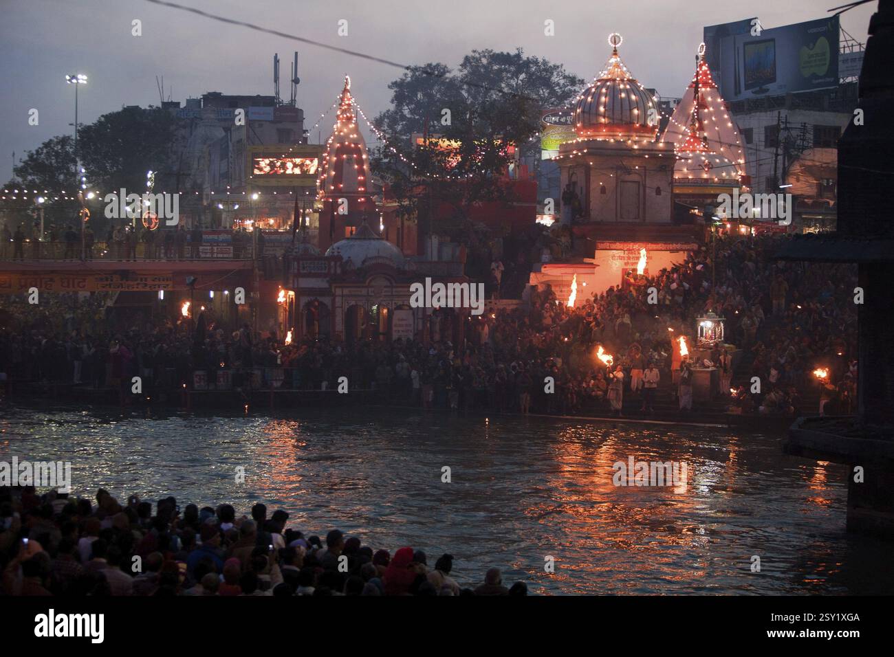 Devotees performed pooja of Ganga river Haridwar Uttarakhand India Asia ...