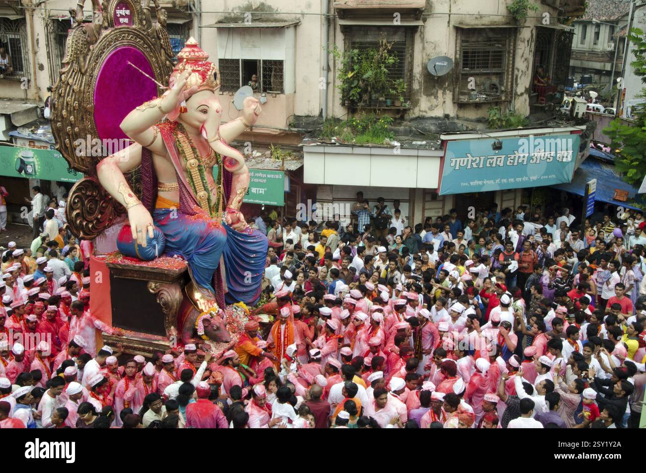 Ganesh Procession with Big Crowd on Ganpati Utsav Mumbai India Asia ...