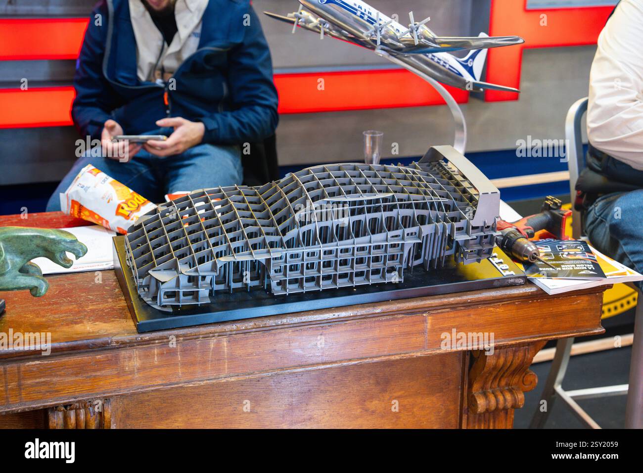 Innovative model showcasing intricate architectural design at an expo ...