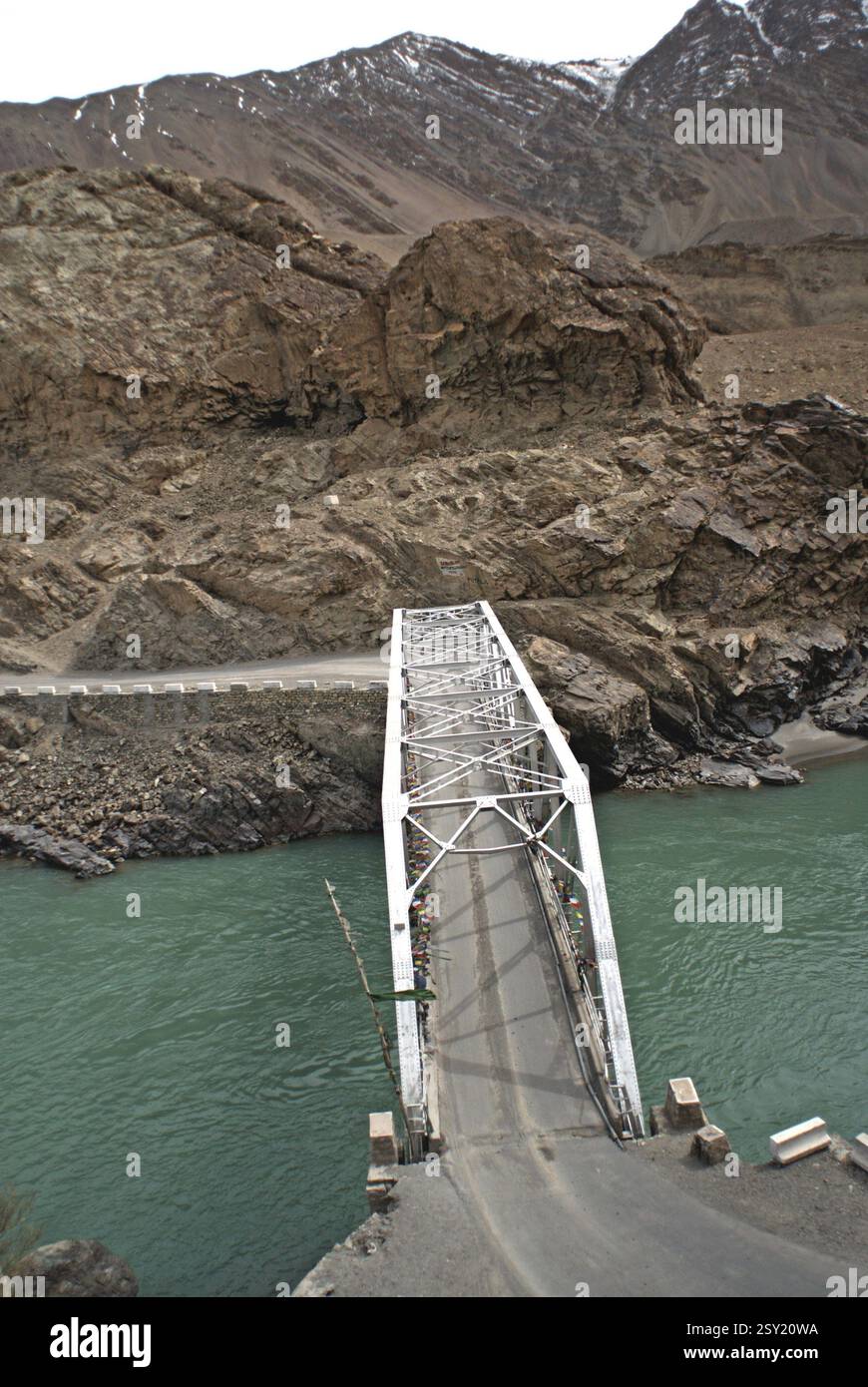 Bridge on indus river connecting leh kargil road, Ladakh, Jammu and ...