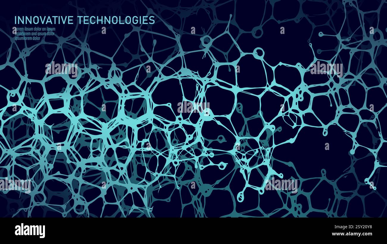 Abstract molecular network structure. Interconnected organic shapes ...