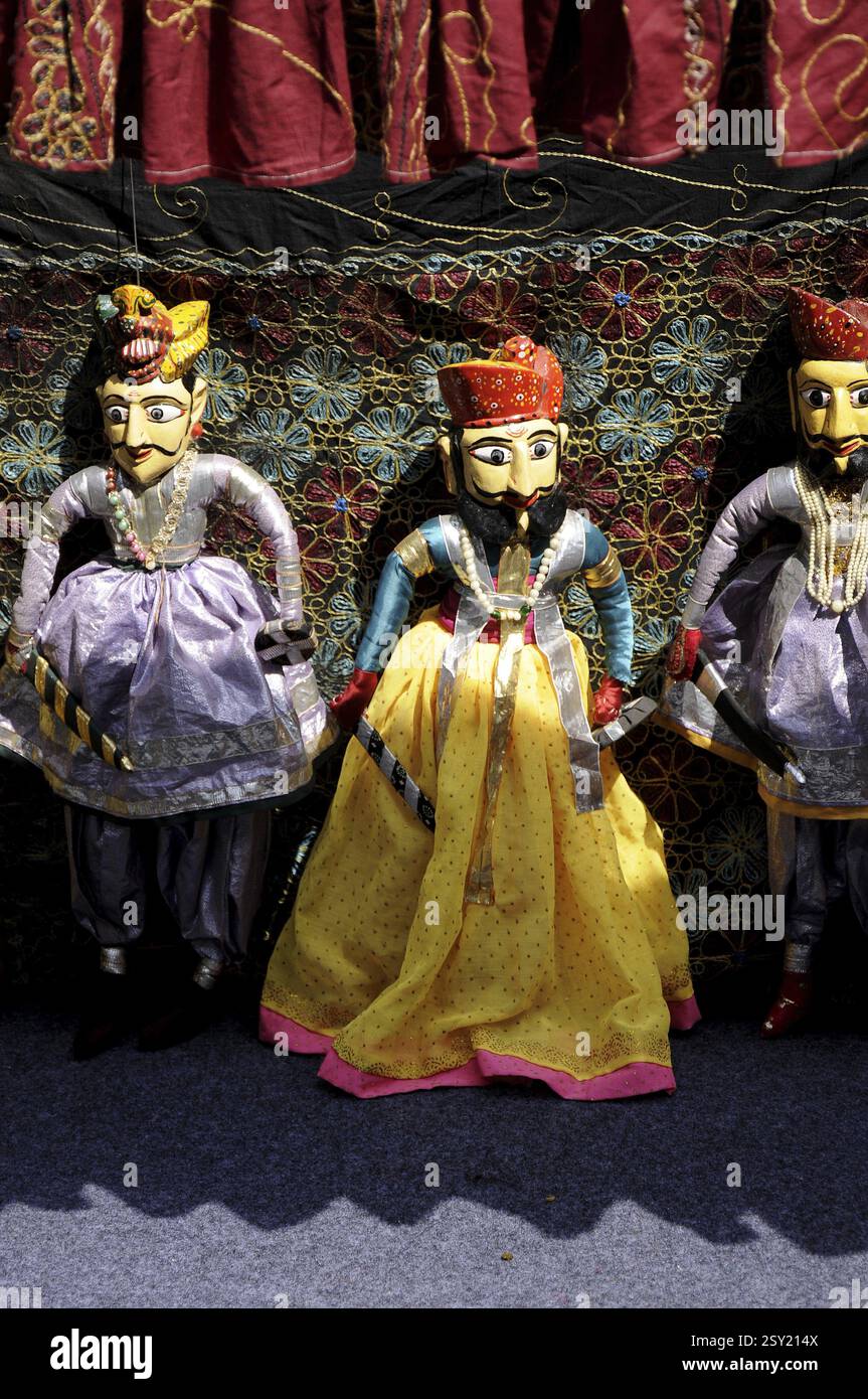 Colorful Rajasthani puppet dolls of Jaisalmer. Traditional puppet shows in Rajasthan is a ...