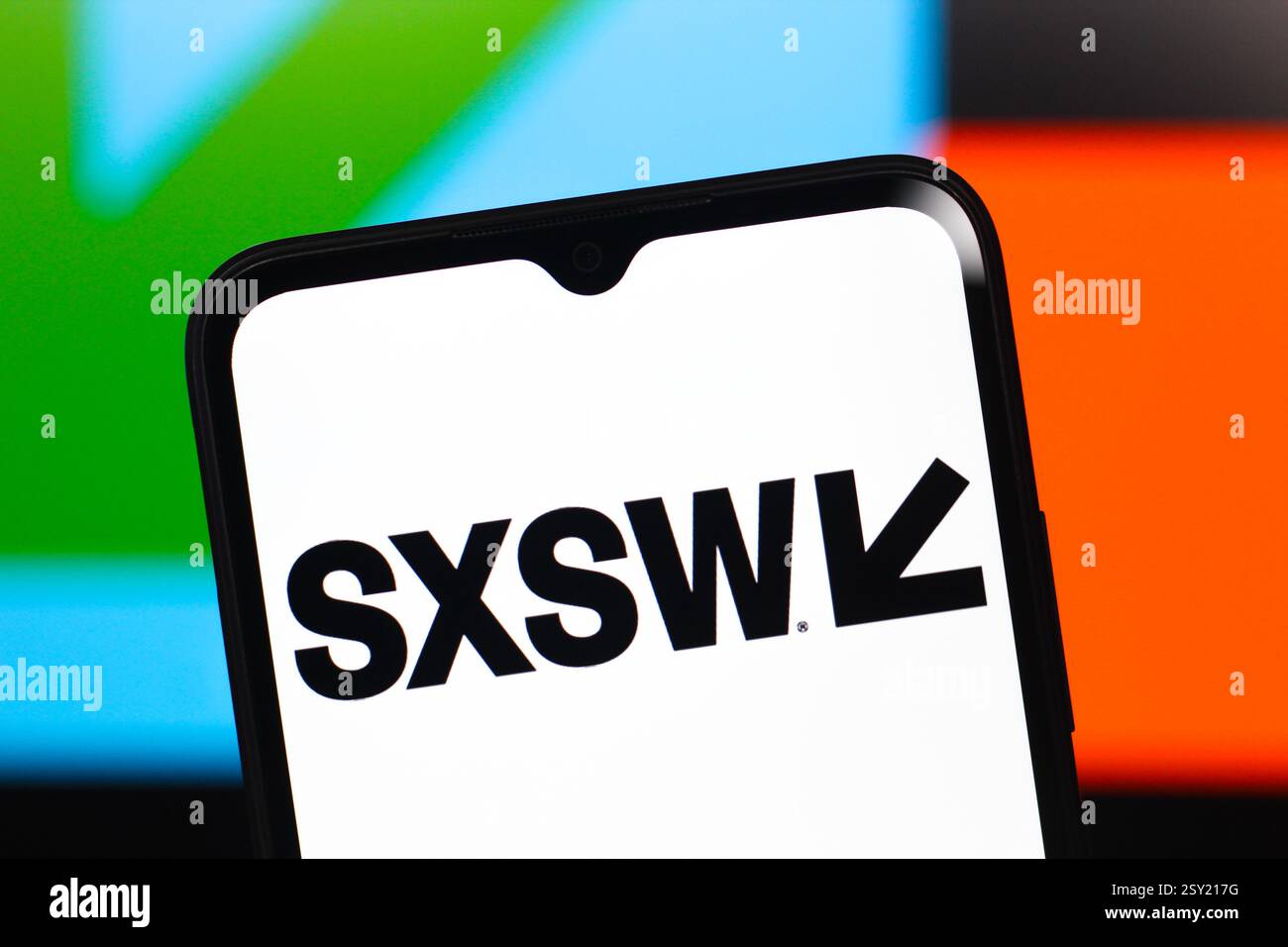 In this photo illustration, the South by Southwest (SXSW) logo is seen ...