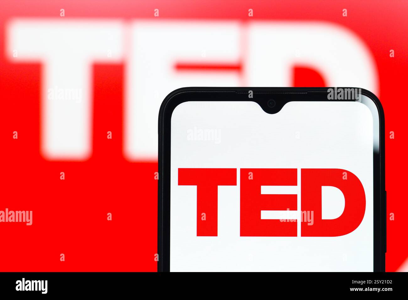 In this photo illustration, the TED logo is seen displayed on a ...