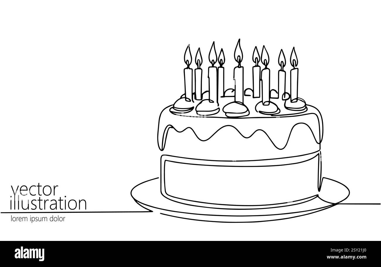 Birthday cake candles dessert. Burning flame icing decoration. Party ...