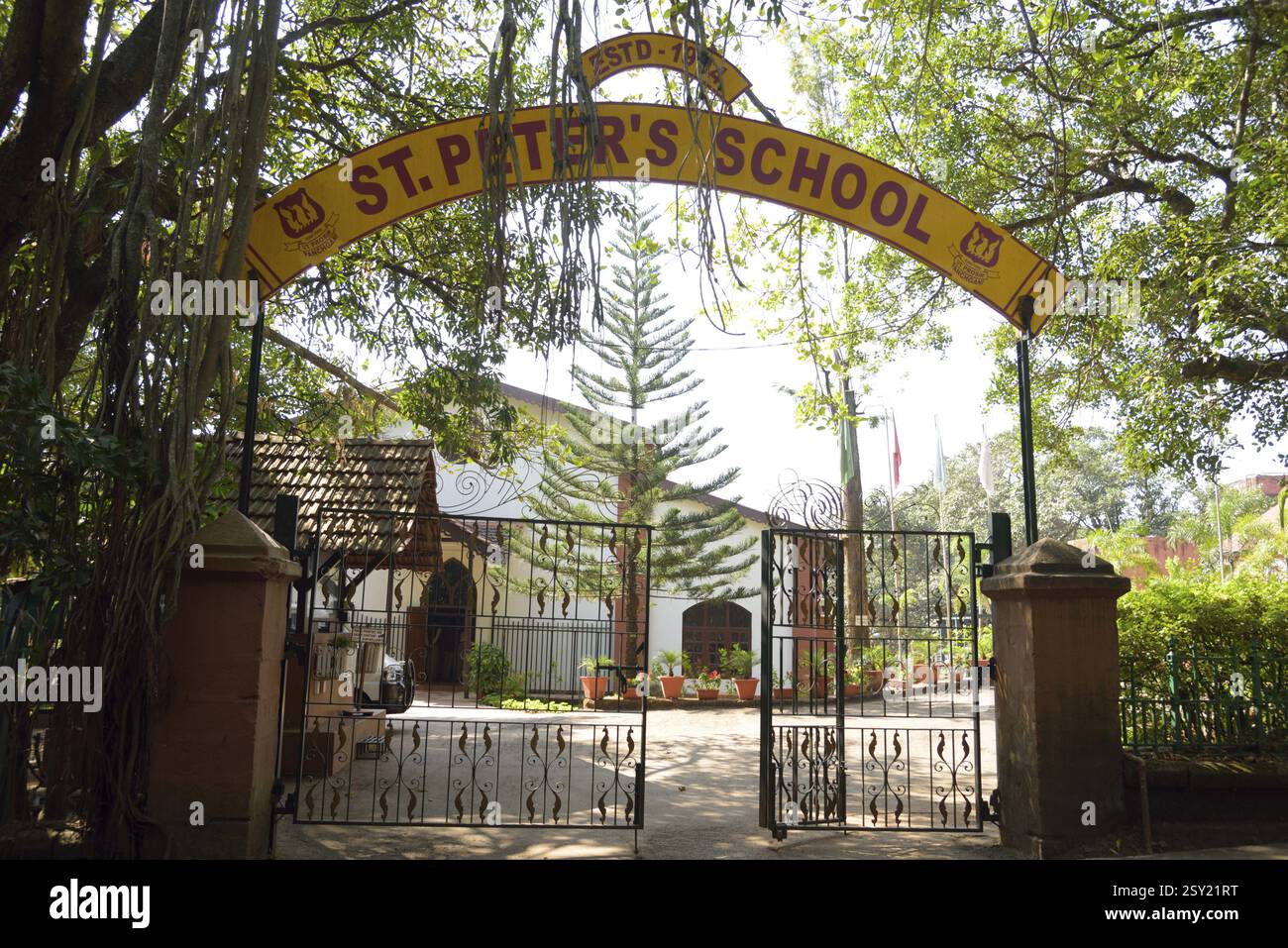 Sign board of st peter school, panchgani, satara, maharashtra, india ...