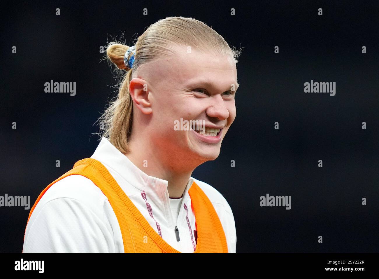 Manchester City's Erling Haaland smiles before the English Premier ...