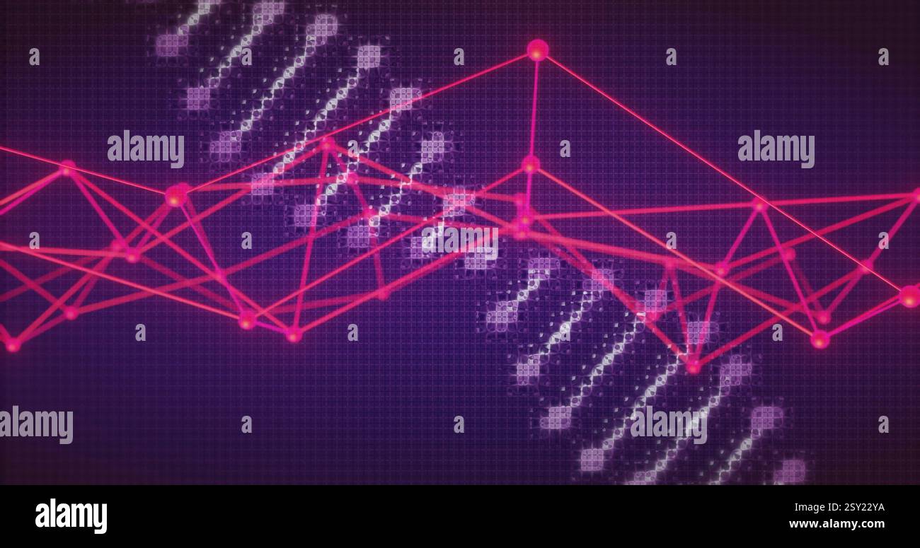 Image of dna strand over network of connections Stock Photo - Alamy