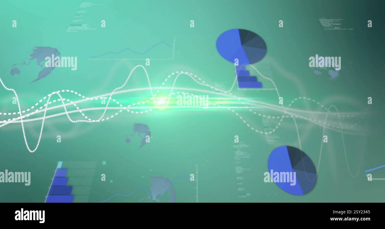 Image of statistics, digital data processing over network of ...