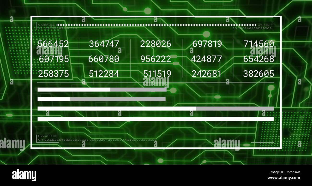 Image of digital data processing over computer circuit board Stock Photo - Alamy