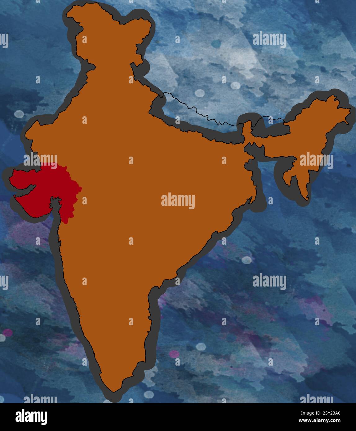 Illustration, gujarat location map, india, asia Stock Photo - Alamy