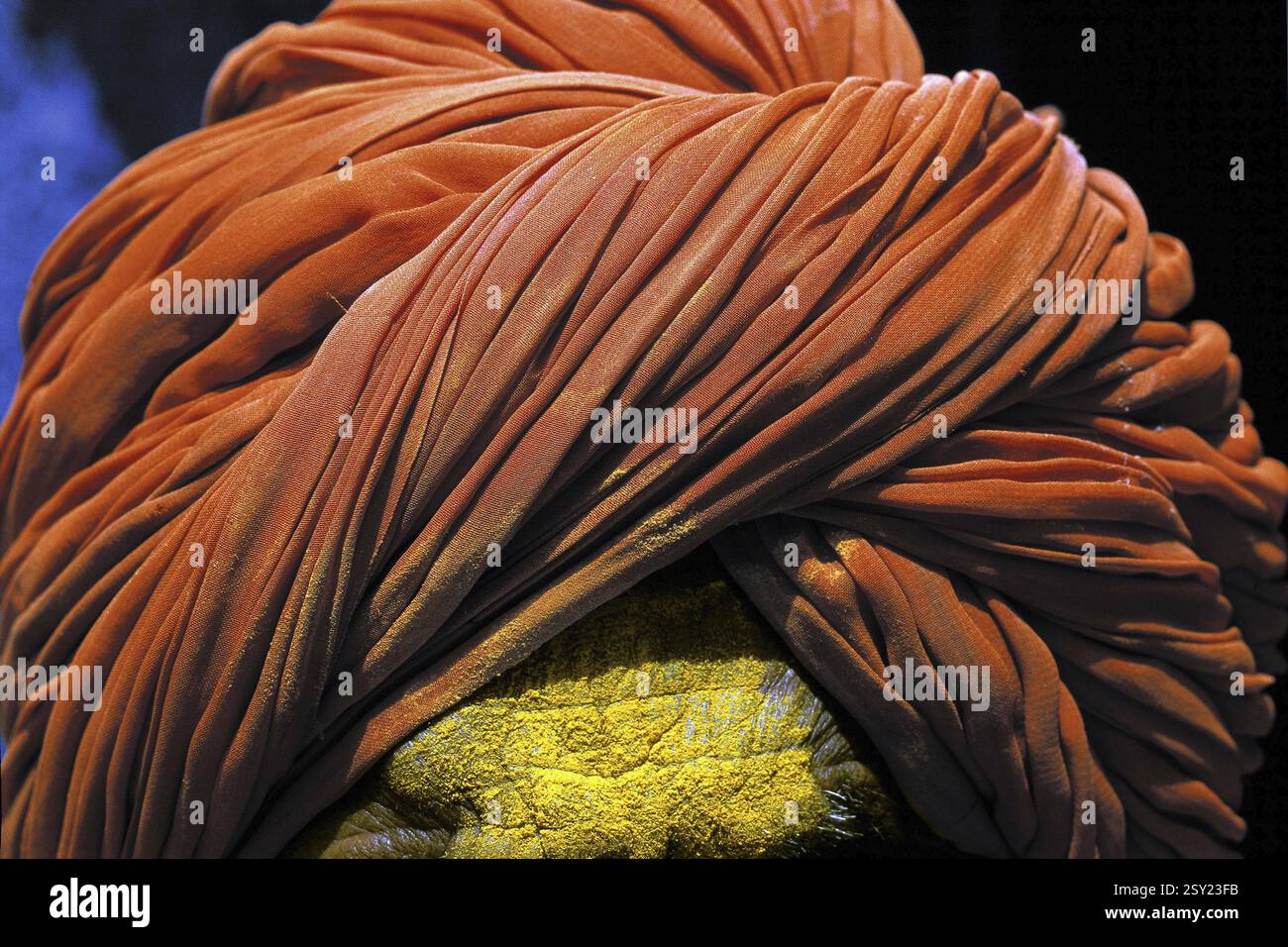 Man turmeric smeared forehead and saffron turban, jejuri, pune ...