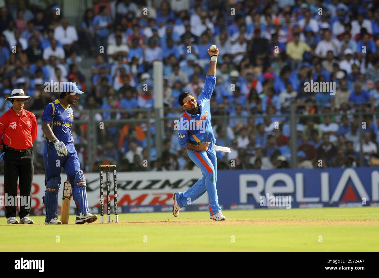 Sri Lanka Captain Kumar Sangakkara Yuvraj Singh bowls ICC Cricket World ...