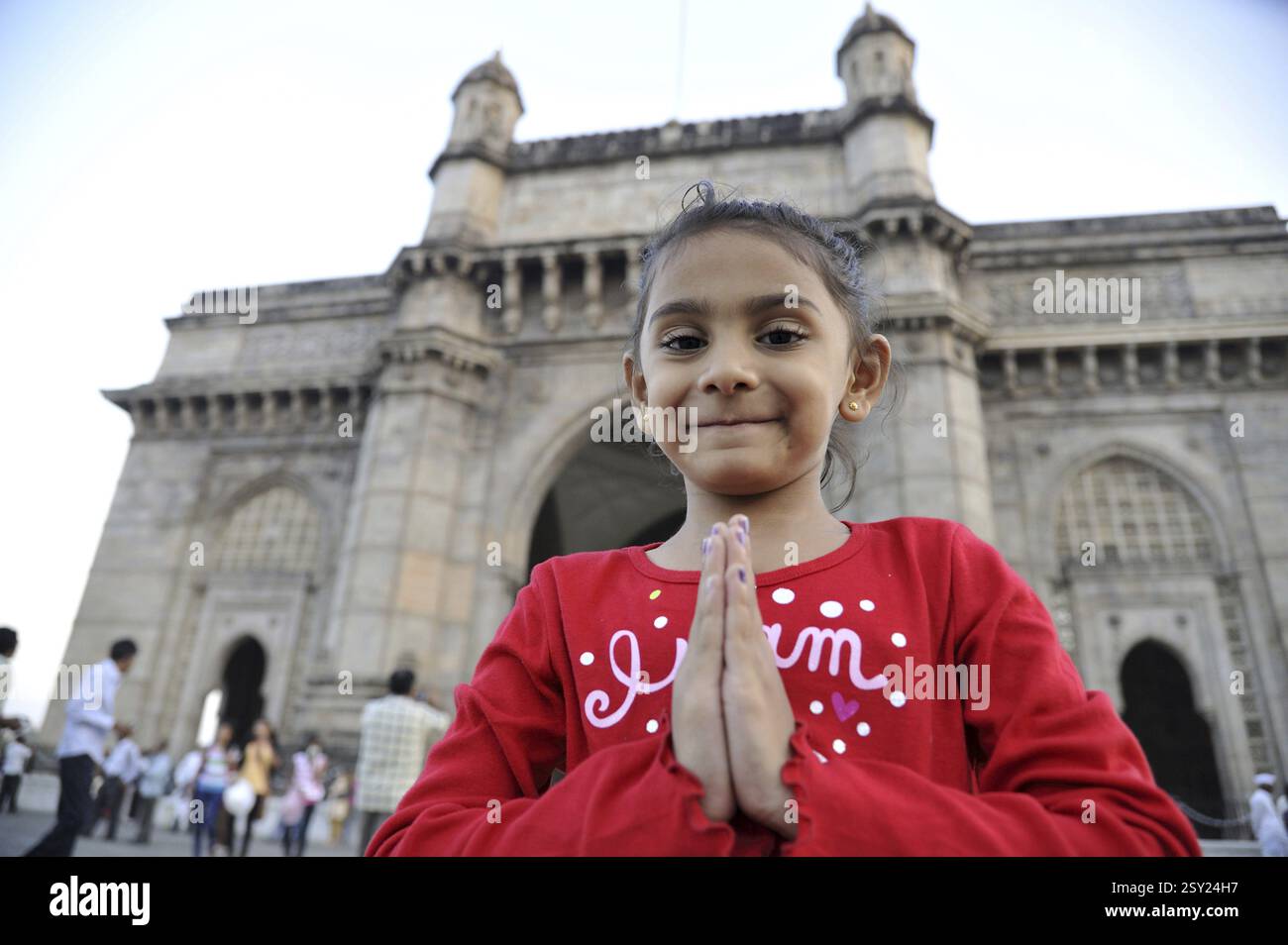 Baby girl in Welcome Posture at mumbai maharashtra India MR#736L Stock ...