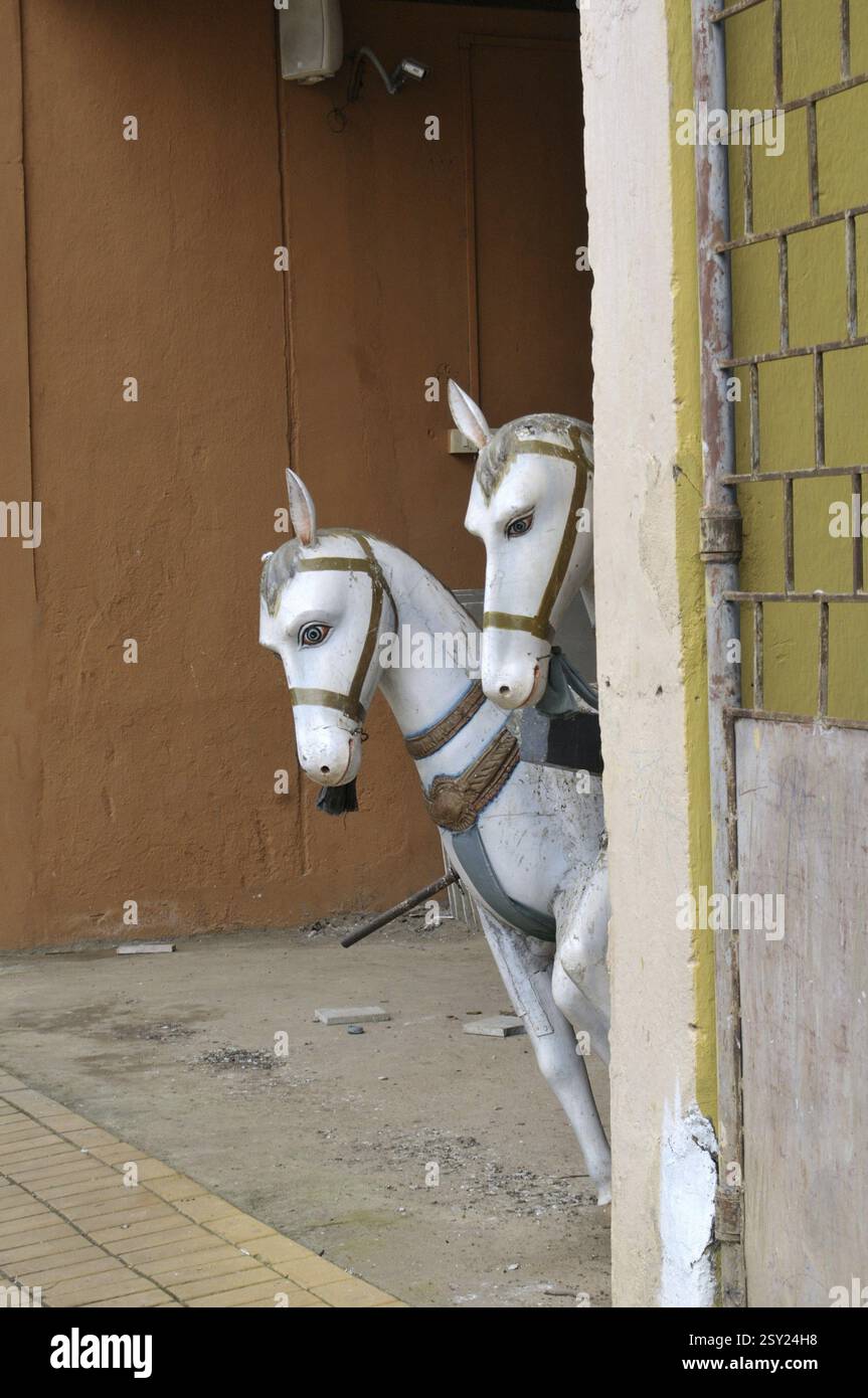 Woooden horses Mangeshi Temple complex in Mangeshi at Goa India Stock ...