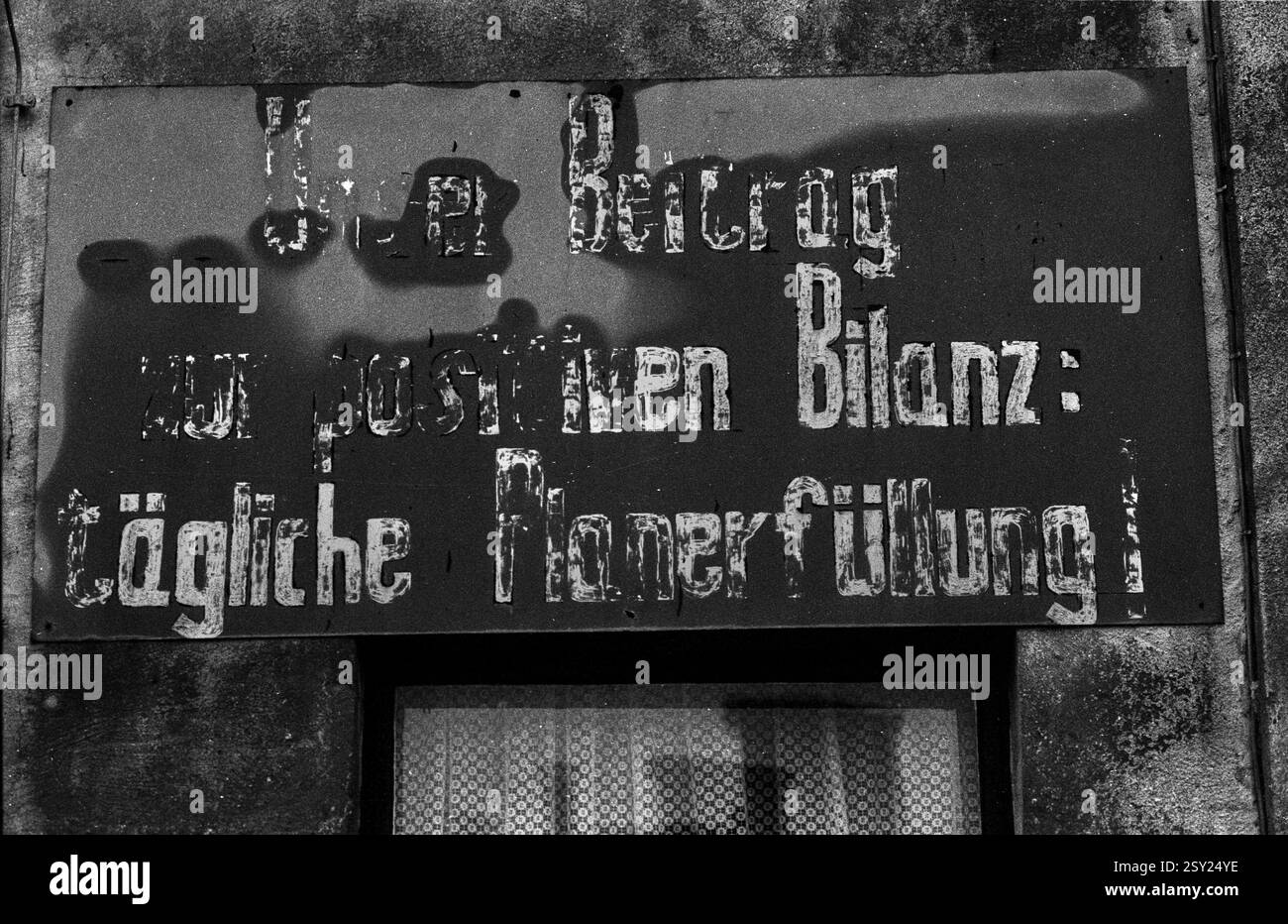 Germany, Sternberg, 01.02.1992, Plan fulfilment sign: Our contribution ...