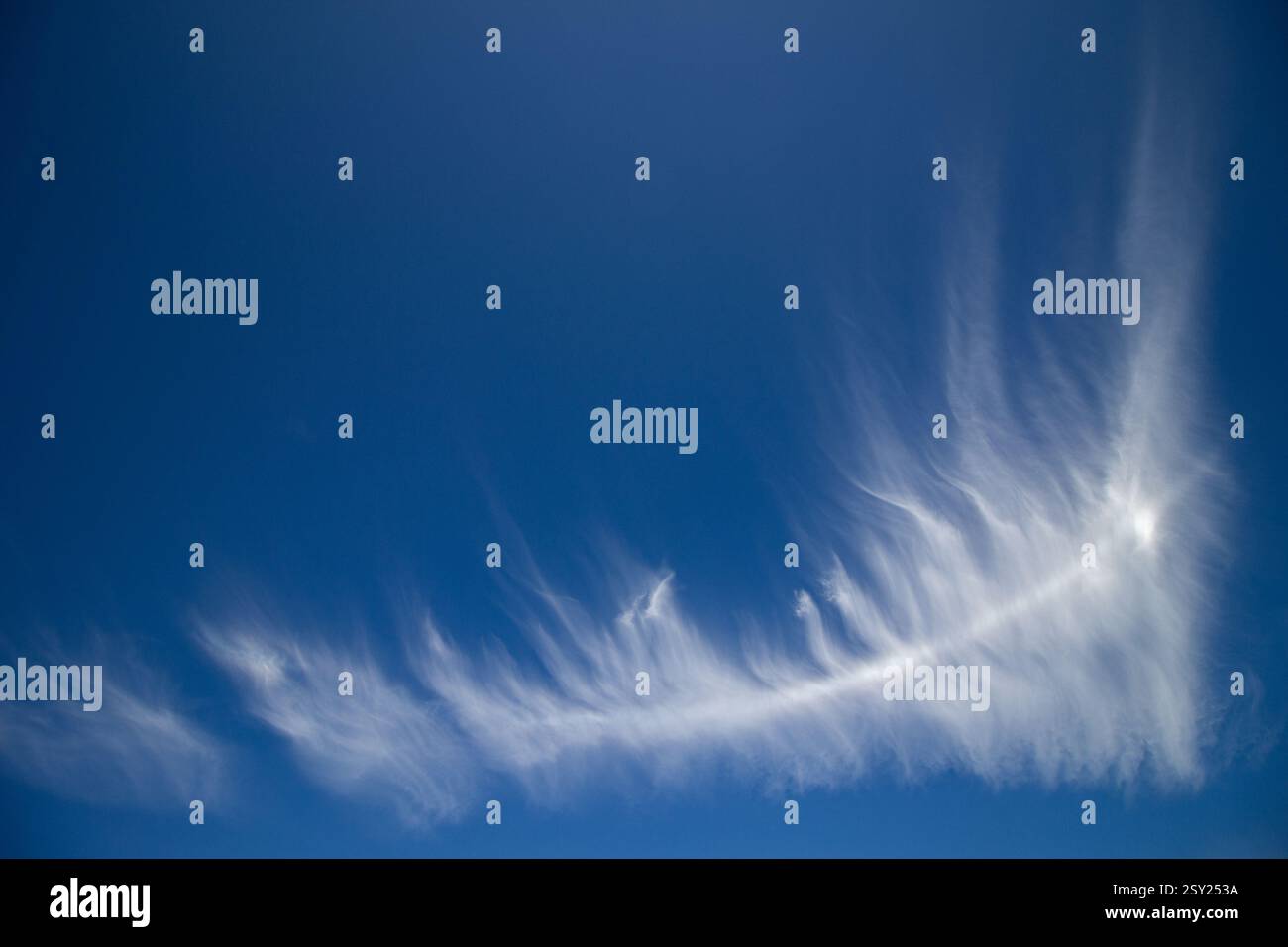 A stunning capture of delicate cirrus clouds stretching across a deep ...