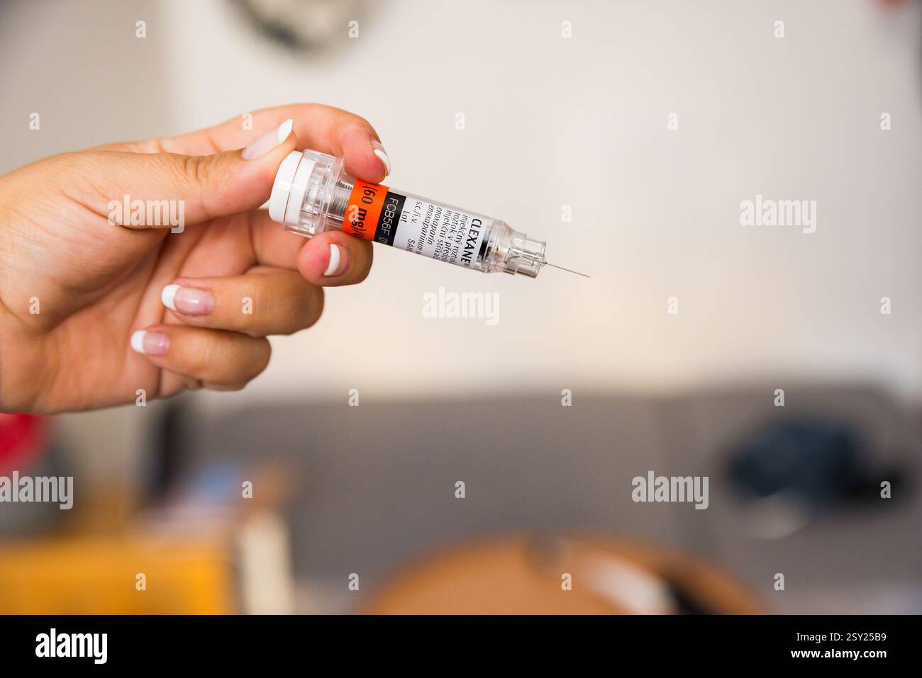 Prague, Czech republic - June 12, 2022. Clexane 60 mg injection against ...