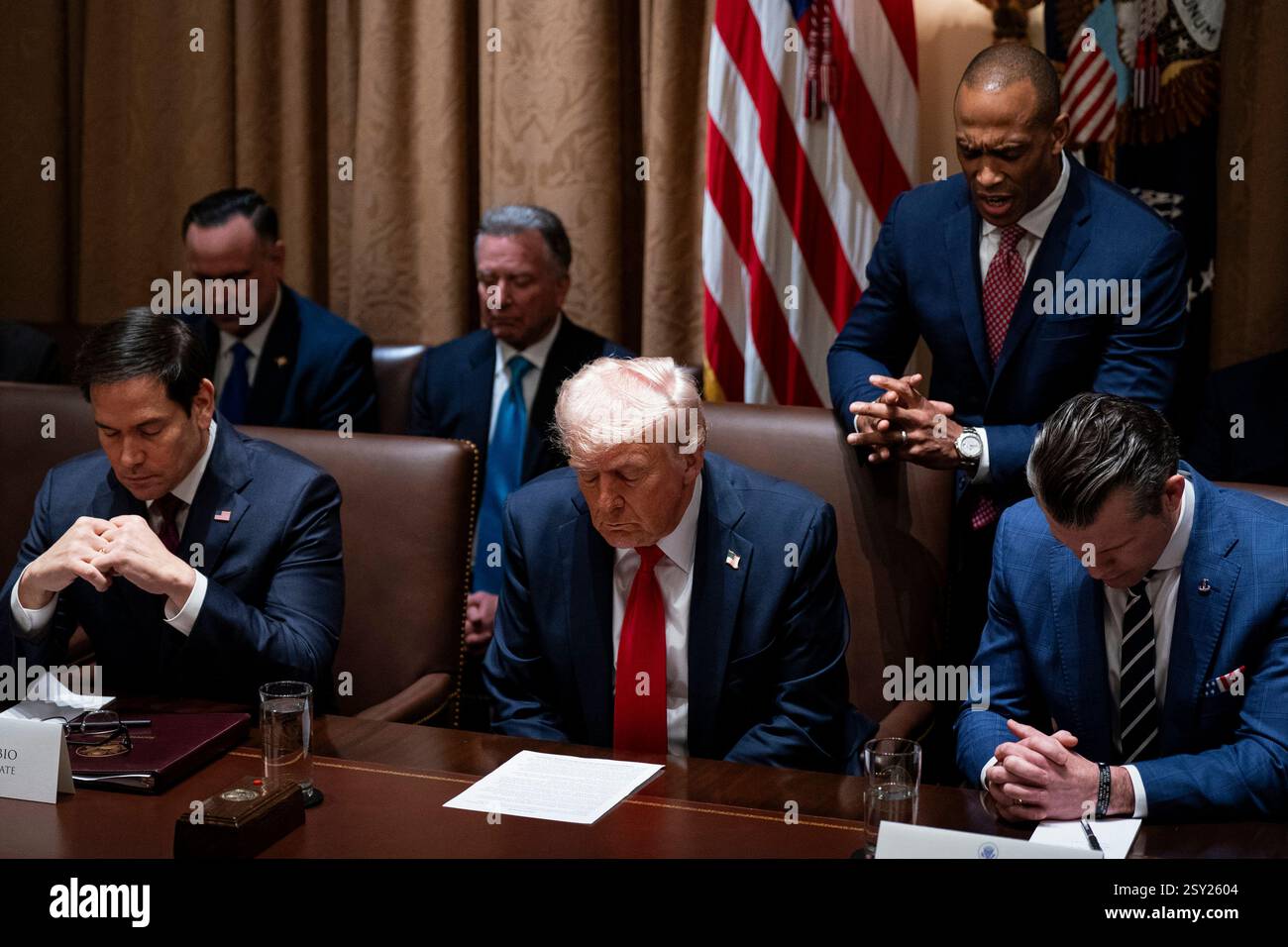 US Secretary of Housing and Urban Development Eric Scott Turner prays ...