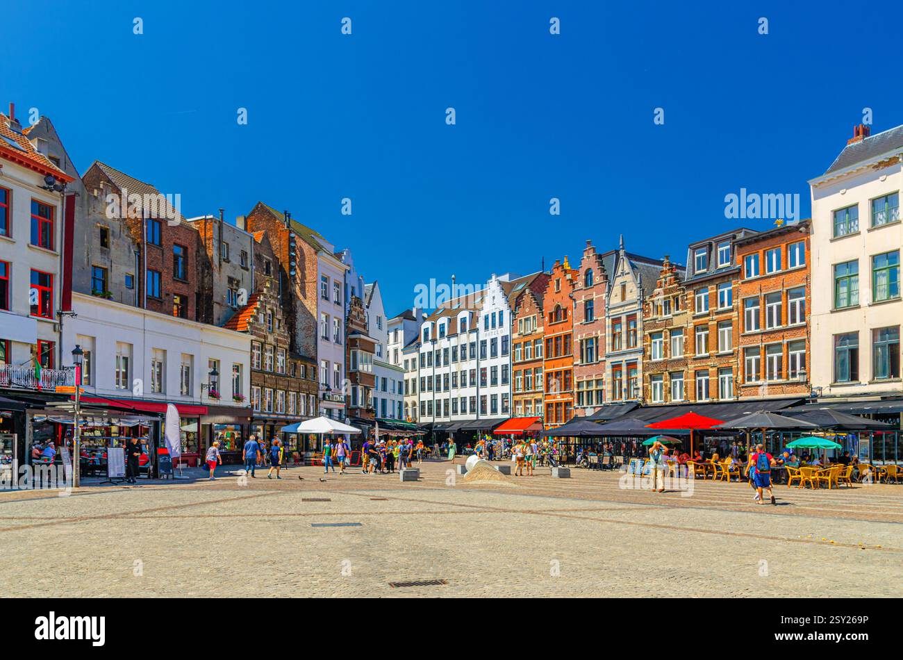 Antwerpen old town with typical flemish style houses buildings with ...