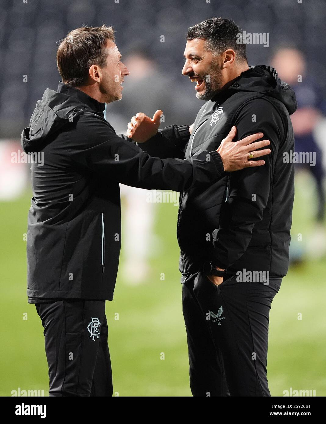 Rangers coach Neil McCann (left) and coach Issame Charai ahead of the ...