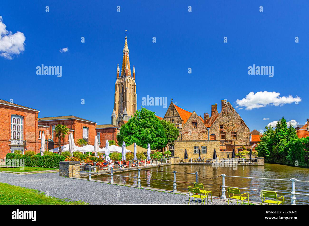Bakkersrei water canal of Reie river with Church of Our Lady and Sint ...