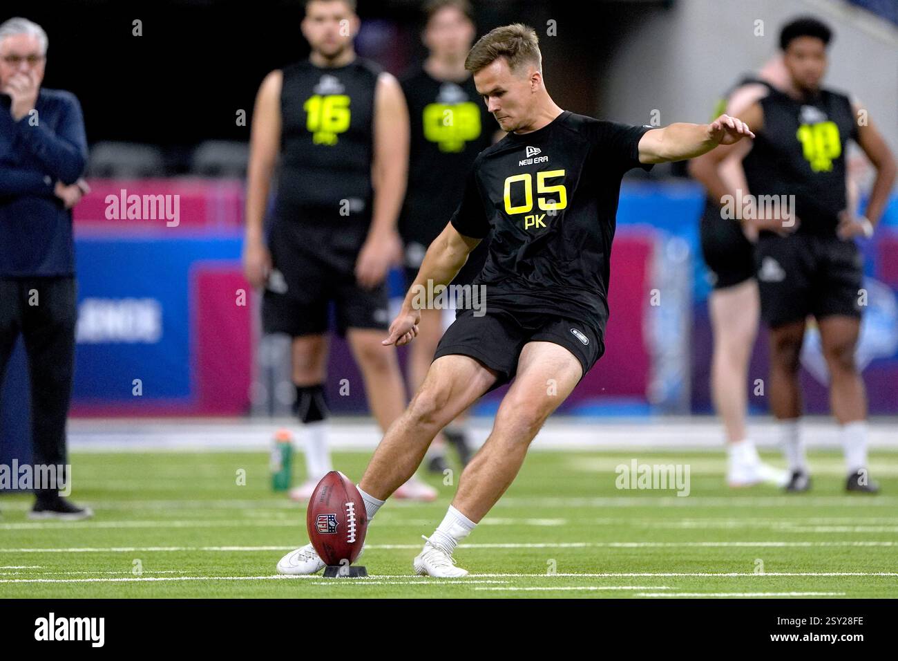 Arizona kicker Tyler Loop participates in a drill at the NFL football ...