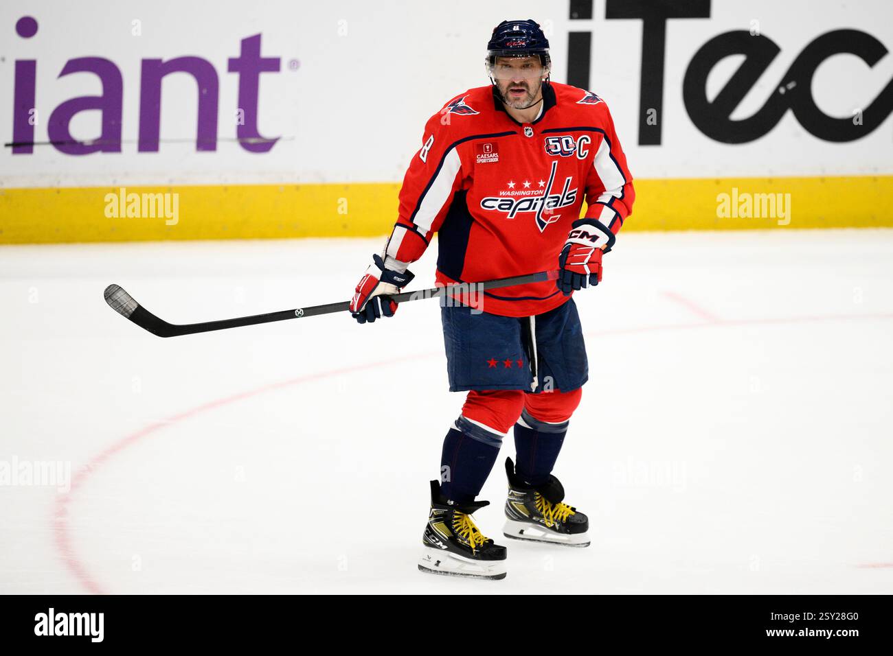 Washington Capitals left wing Alex Ovechkin (8) in action during the ...