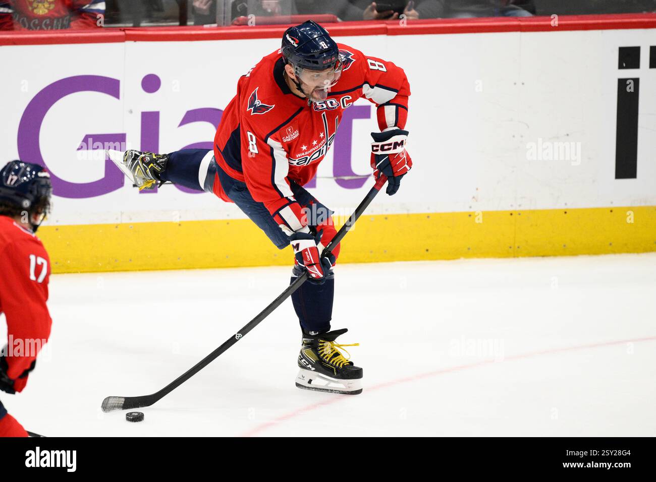 Washington Capitals left wing Alex Ovechkin (8) in action during the ...