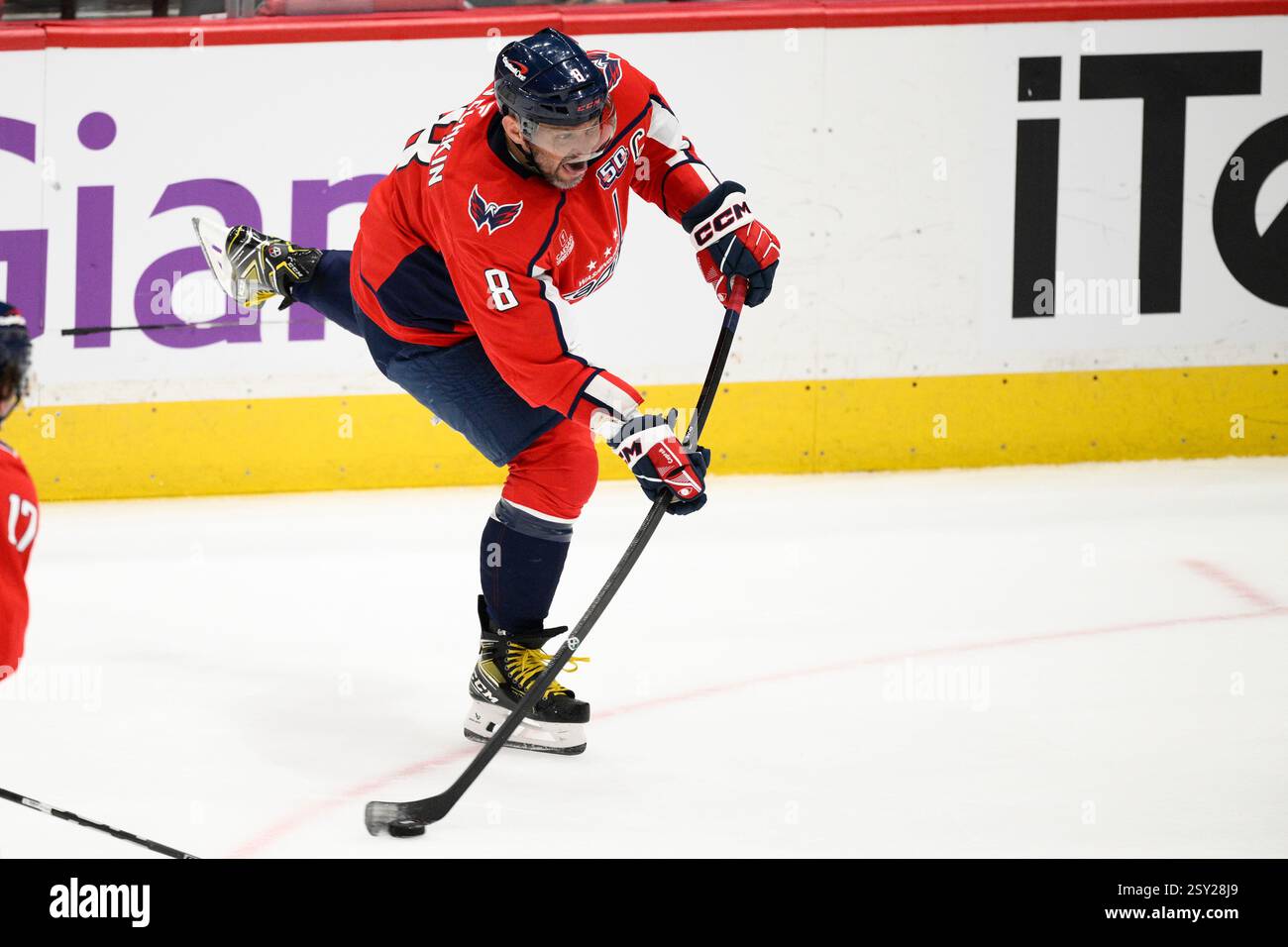 Washington Capitals left wing Alex Ovechkin (8) in action during the ...