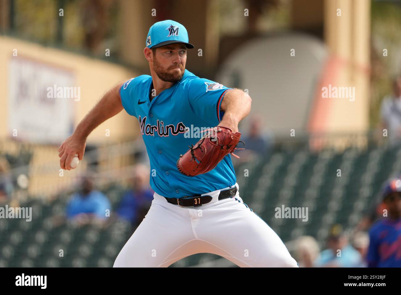 Miami Marlins relief pitcher Anthony Bender throws during the third ...