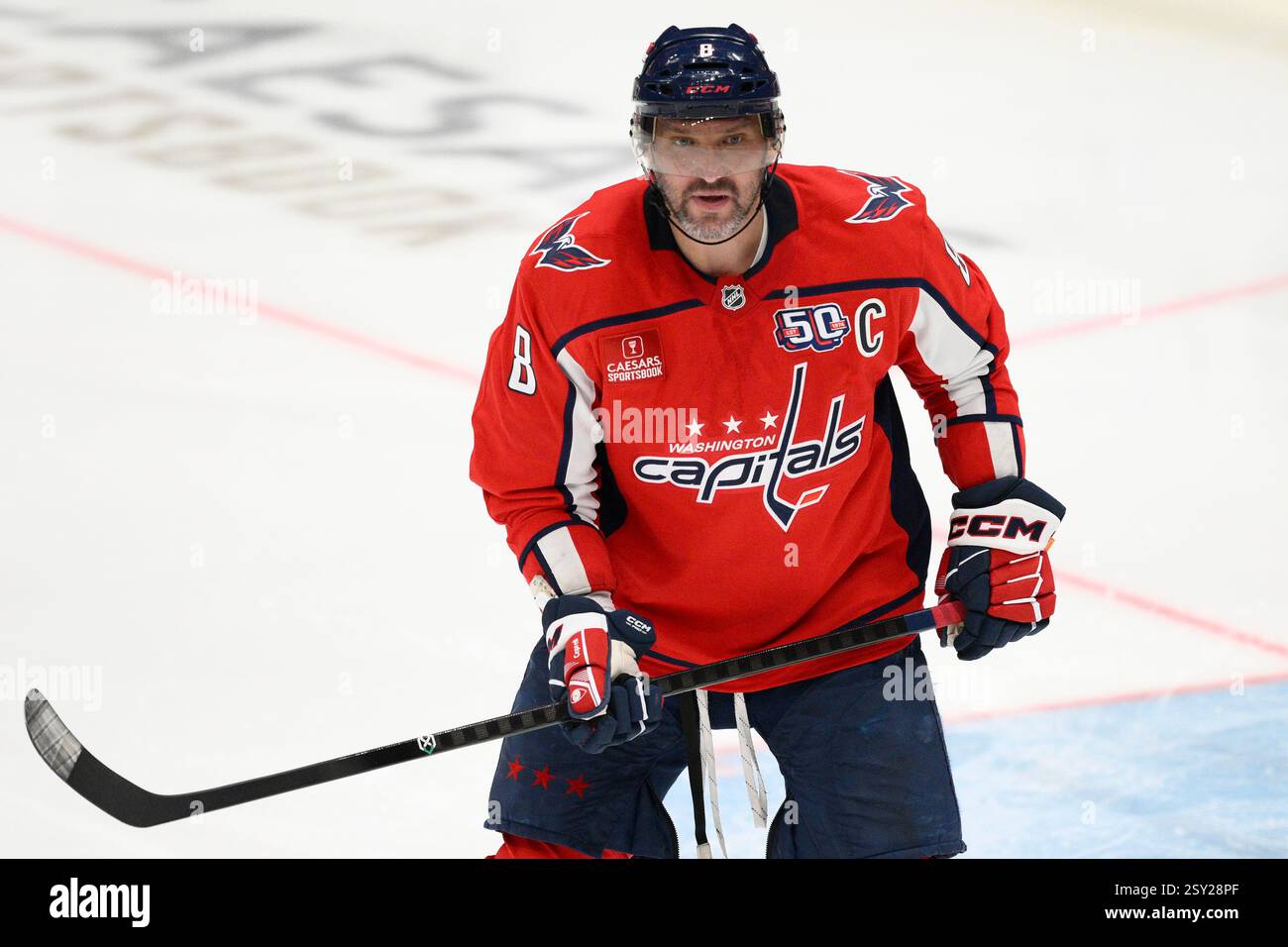 Washington Capitals left wing Alex Ovechkin (8) in action during the ...