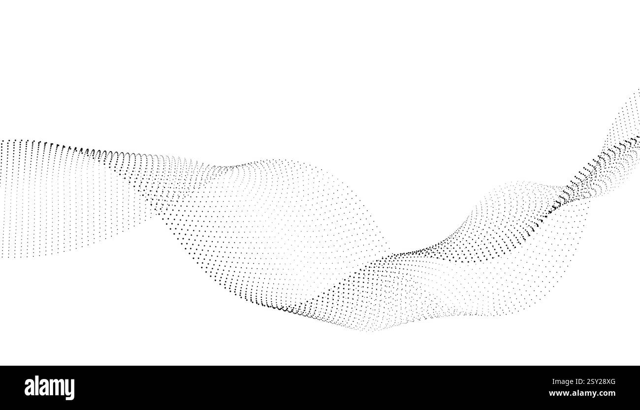 Flowing background with dots, particles, wavy halftone gradient shape ...