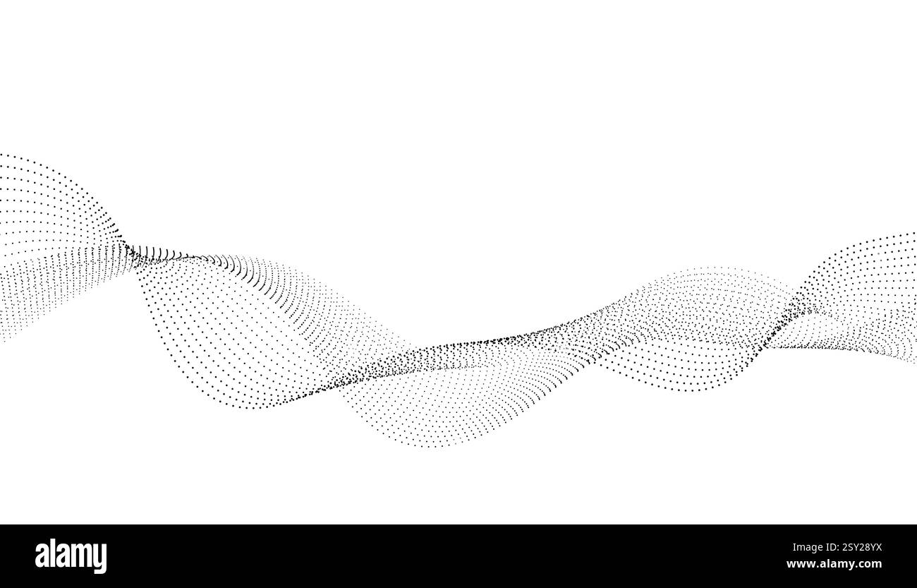 Flowing background with dots, particles wavy halftone gradient shape ...