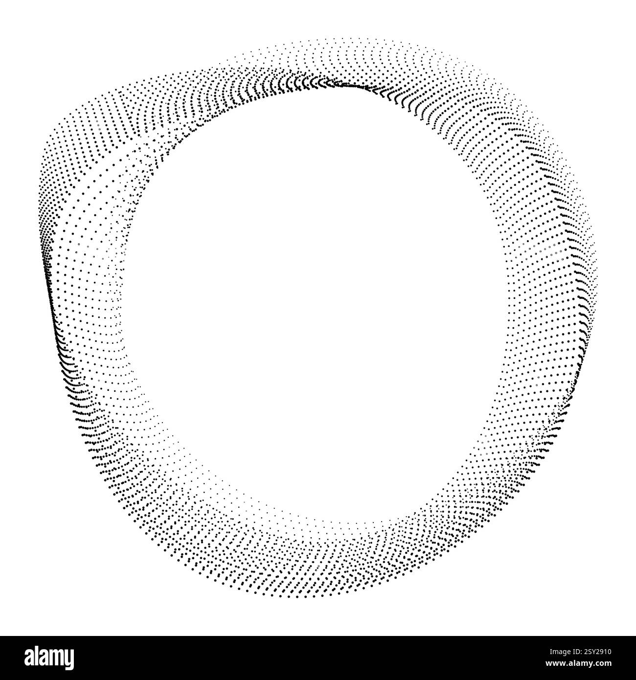 Flowing round frame with dots, particles, wavy halftone gradient shape ...