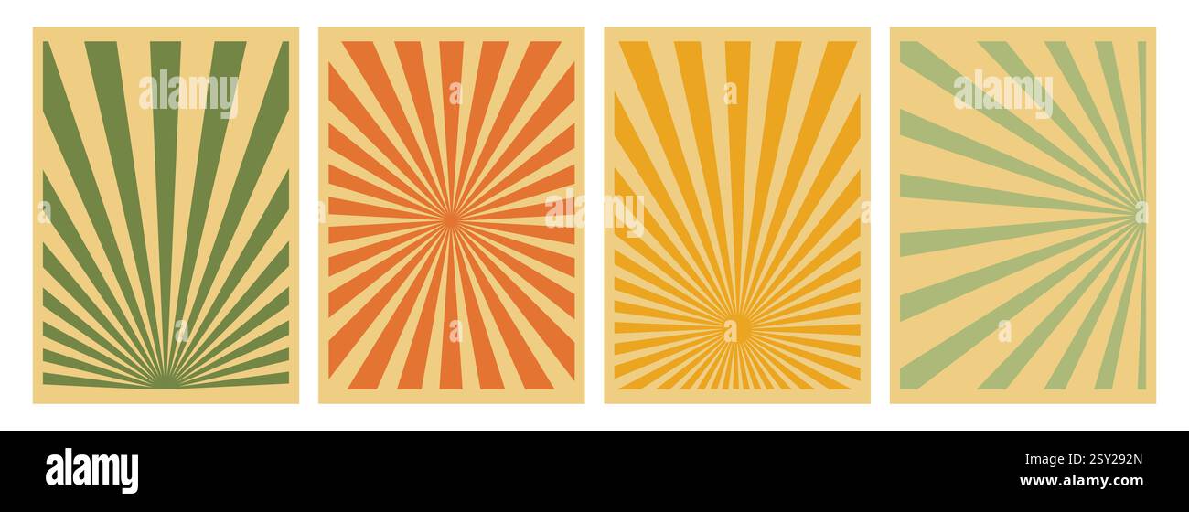 Sun rays poster set. Abstract swirling radial pattern background ...